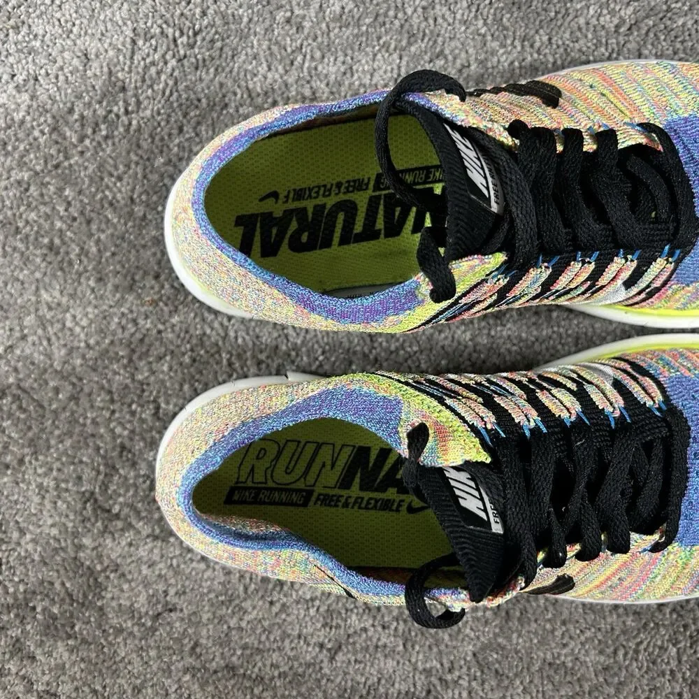 Nike | Shoes | Nike Free Rn Flyknit 8370102 Womens Sz 8 Multicolor Knit ...